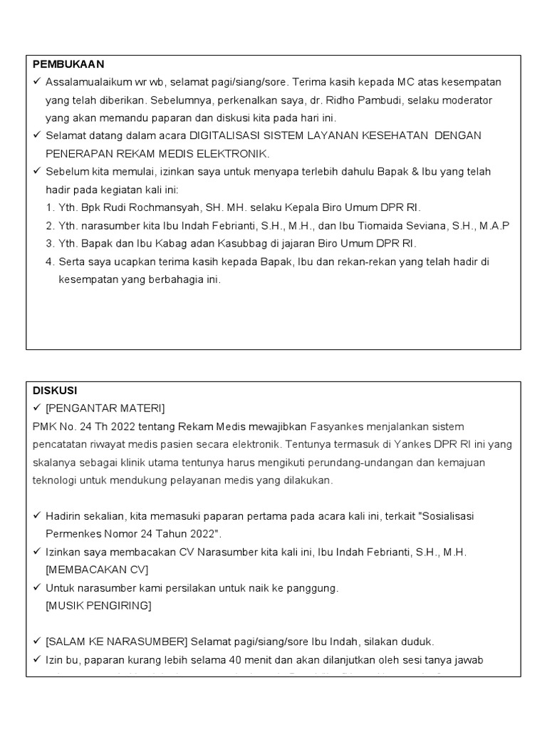 Template Teks Moderator | PDF
