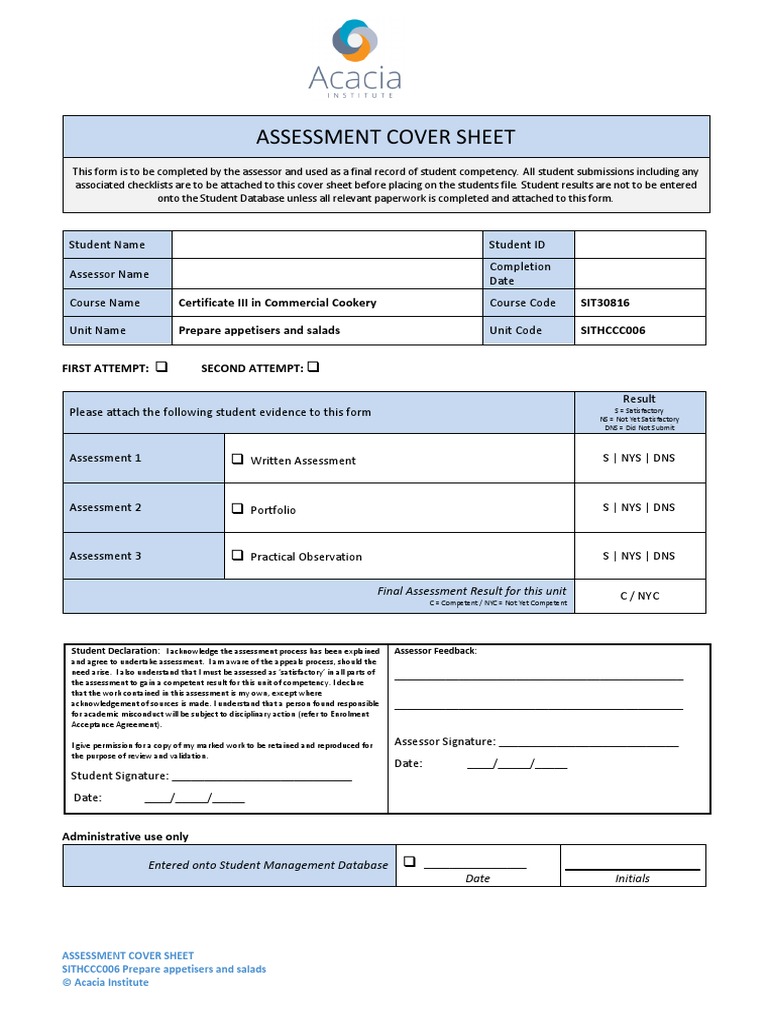 SITHCCC006 ASSESSMENT Pack | PDF | Hors D'oeuvre | Salad