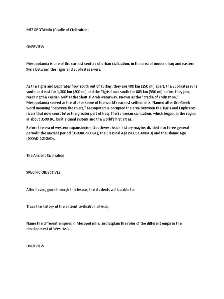 Mesopotamia Pdf Sumer Babylonia