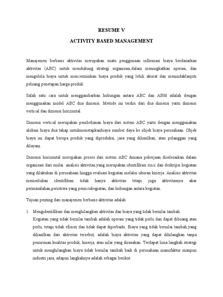 Activity Based Management | PDF