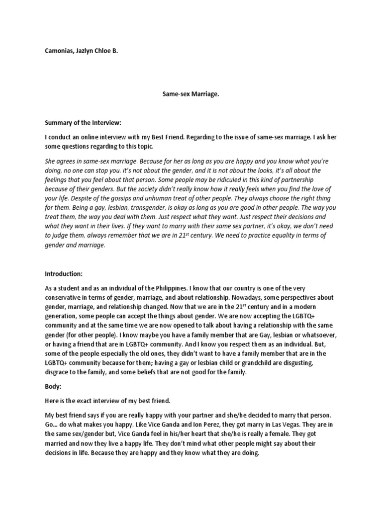 Camonias-Ethics SAME-SEX MARRIAGE | PDF | Discrimination | Human Rights