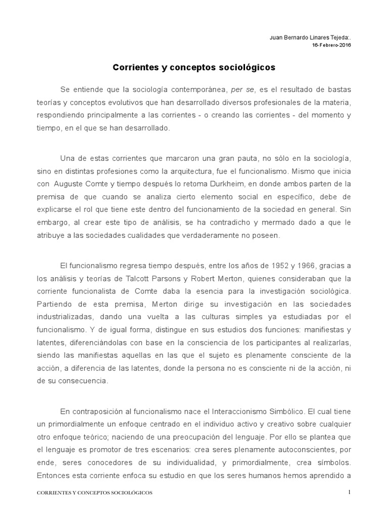 Corrientes y Conceptos Sociológicos | PDF | Sociología | Teorías ...