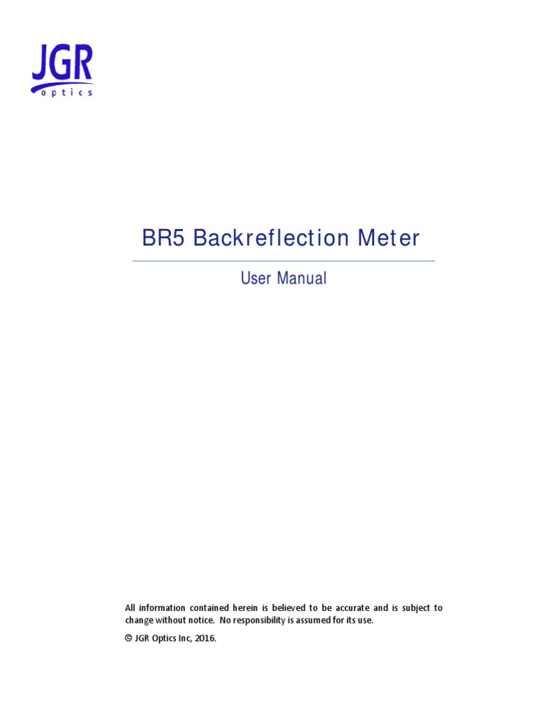 BR5 - User - S Manual - Rev004 March - 2016 | PDF | Optical Fiber ...