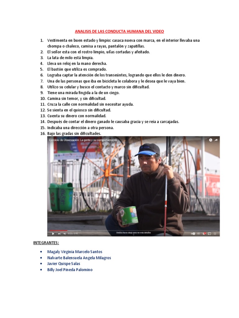 ANALISIS DE LAS CONDUCTA HUMANA DEL VIDEO (1) | PDF