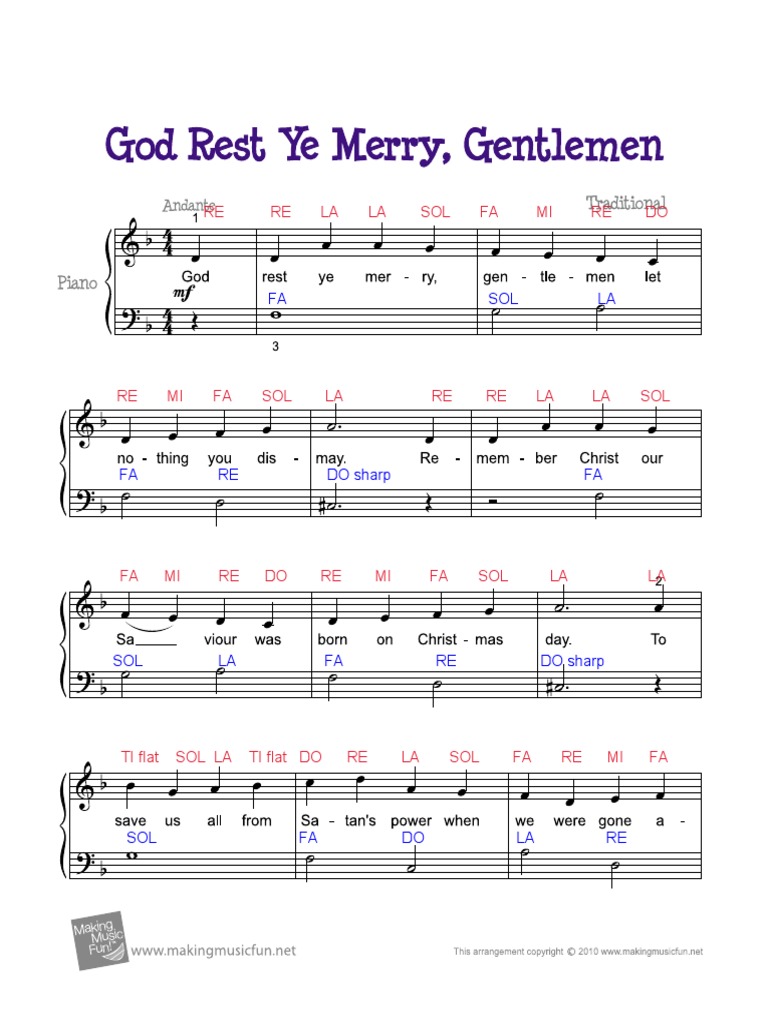 God Rest Ye Merry Gentlemen Piano | PDF