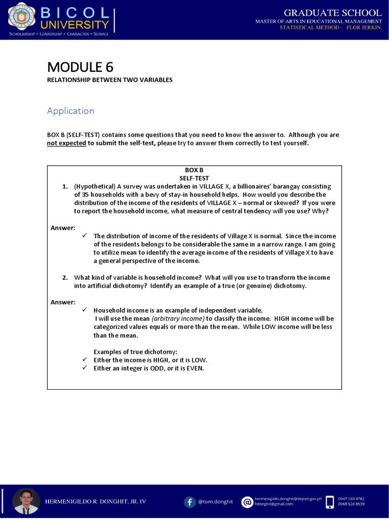 Statistical Method Module 6 Pdf Social Science