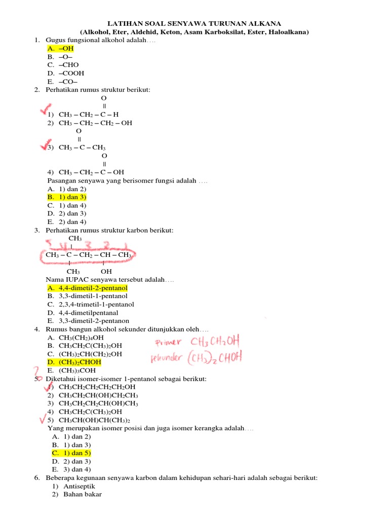 Latihan Soal Senyawa Turunan Alkana | PDF