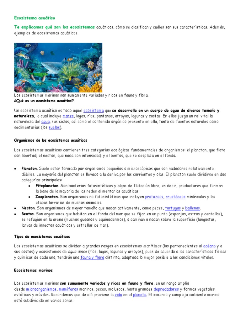 Ecosistema Acuático | PDF | Mar | Ecosistema acuático