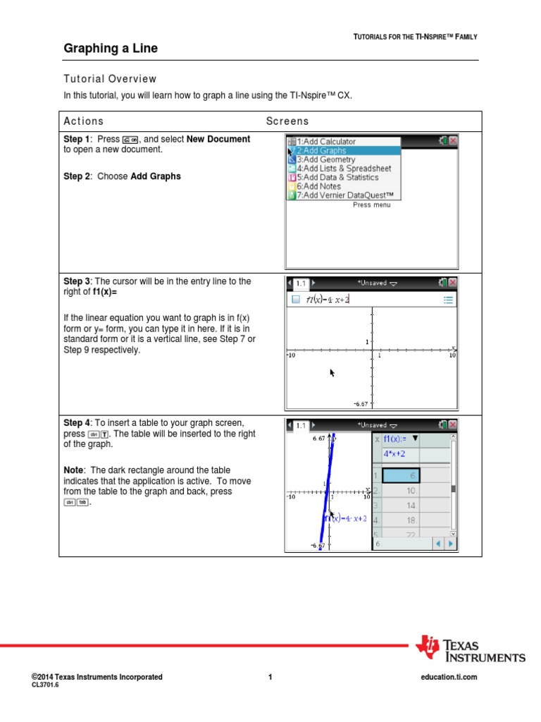 TI-Nspire Graphing a Line | PDF | Discrete Mathematics | Graph Theory