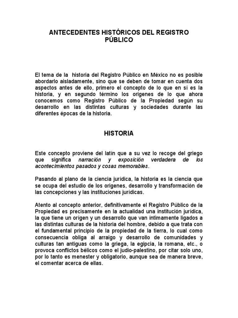 Historia Del Registro Publico en Mexico | PDF | México | Propiedad