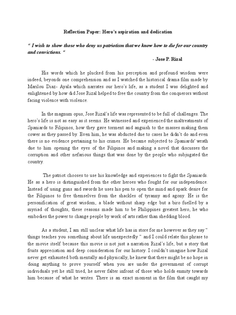Reflection Paper (Rizal's Film 1998) | PDF | Wisdom | Hero