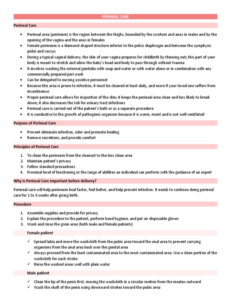 Perineal Care MCN Rle | PDF | Vagina | Medical Specialties