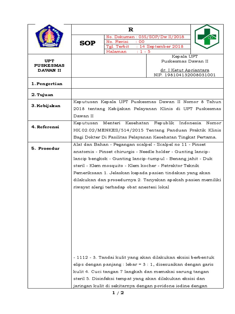 Sop Eksisi Tumor Jinak | PDF