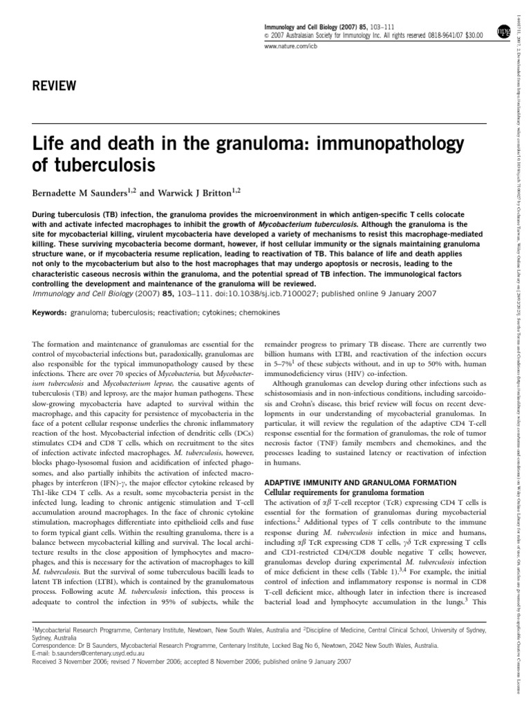Immunology Cell Biology - 2007 - Saunders - Life and Death in The ...