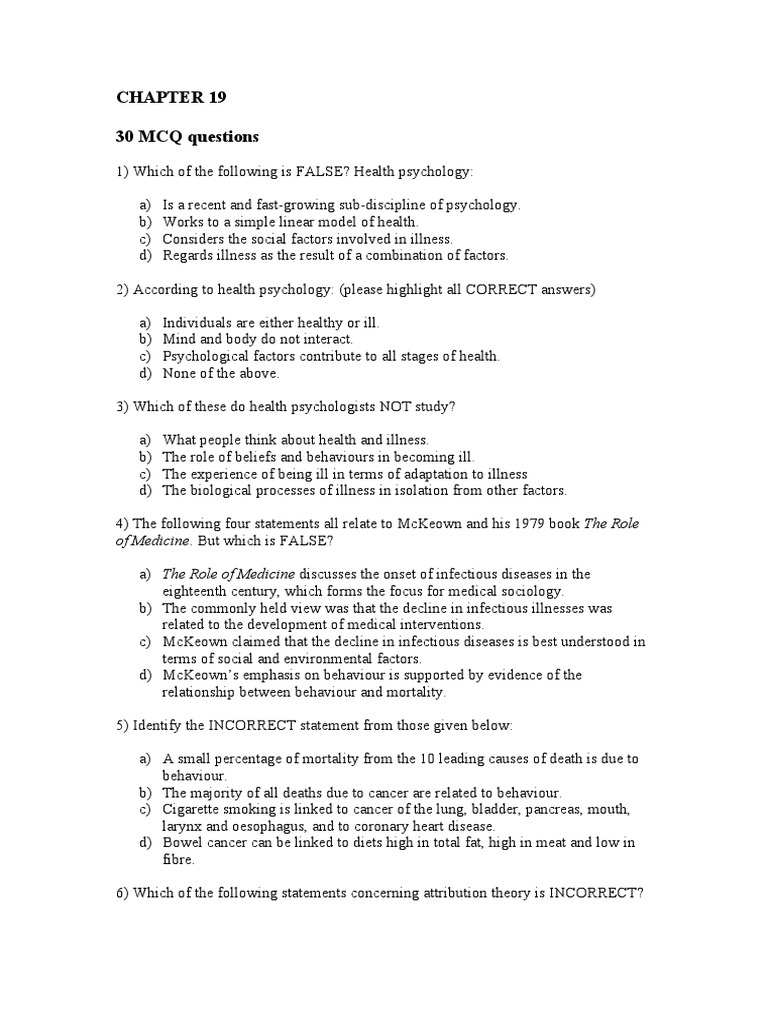 30 MCQ Questions | Download Free PDF | Stress (Biology) | Behavior