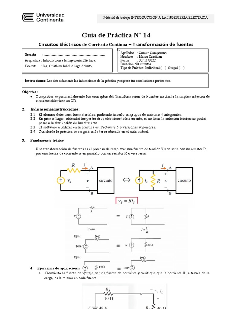 Guia de Practica N°13 Fuentes | PDF | Ingenieria Eléctrica | Ingeniería