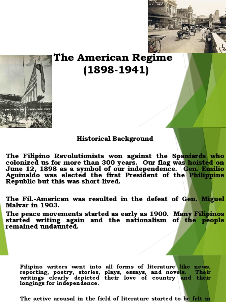 American Regime Phil. Lit. | PDF | Tagalog Language | Philippines
