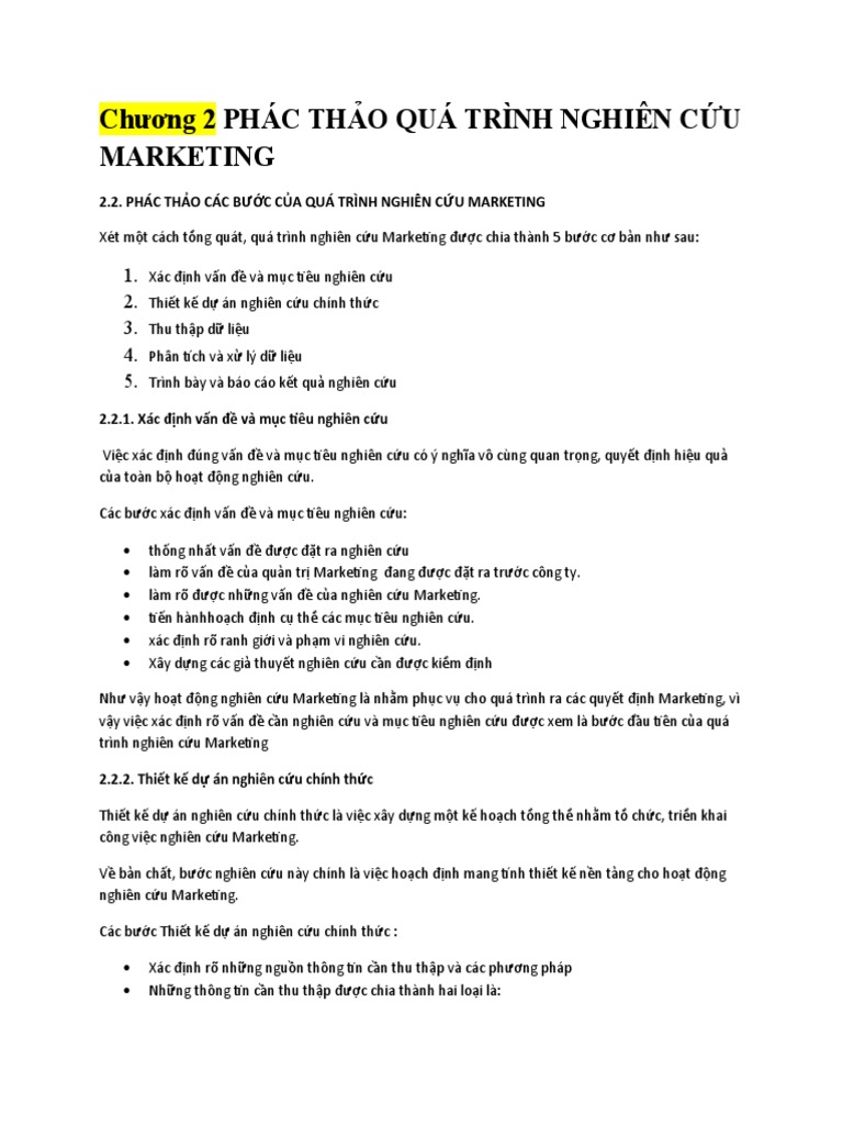 Chương 2 PHÁC TH O QUÁ TRÌNH NGHIÊN C U MARKETING | PDF