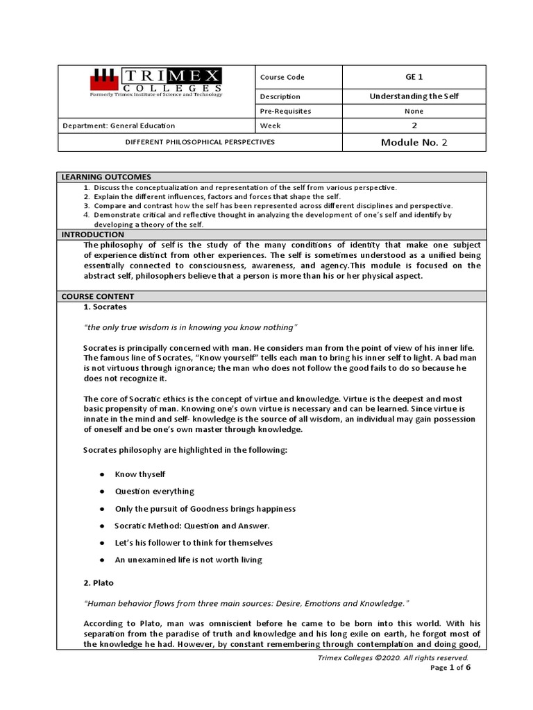 GE1 Module 2 | PDF | Id | Experience