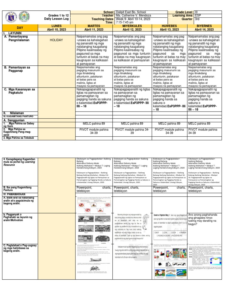 Dll-Esp-Q3-Week 9 | PDF