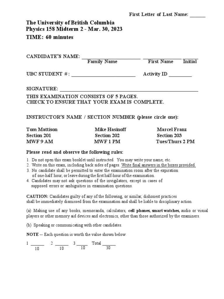 Physics 158 Midterm 2 Exam Paper | PDF | Capacitor | Quantity