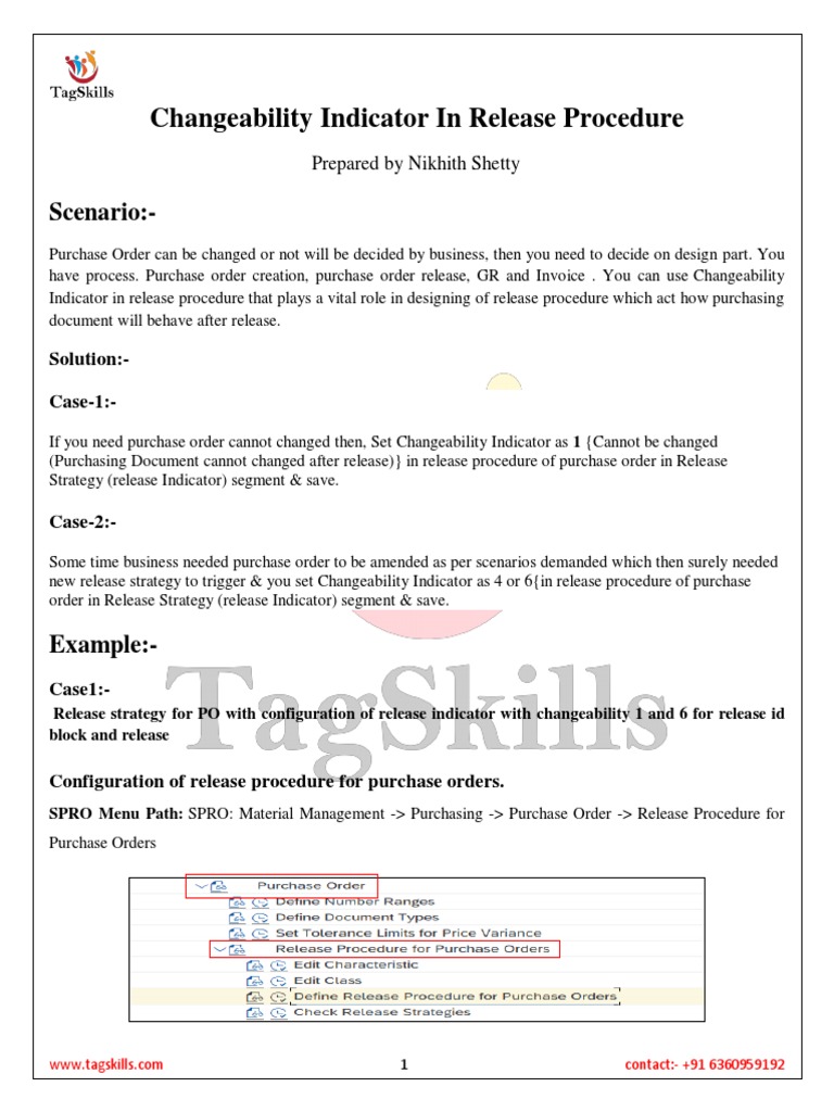 Changeability Indicator in Release Procedure | PDF | Information ...