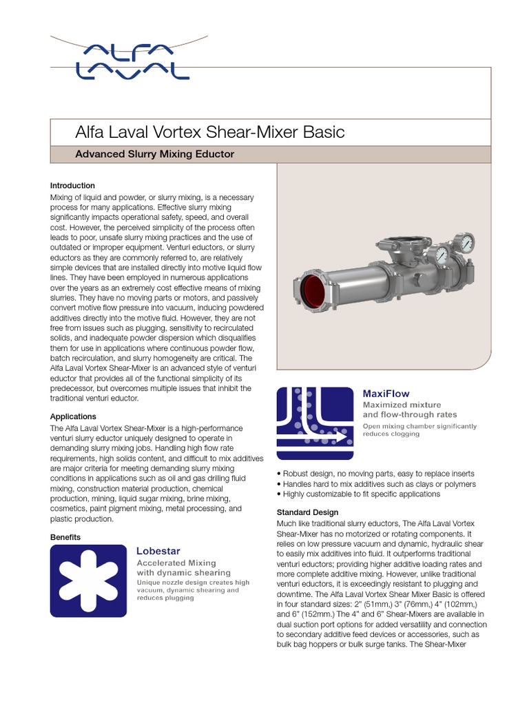 Shear-Mixer Basic Product Leaflet | PDF | Pipe (Fluid Conveyance) | Pump