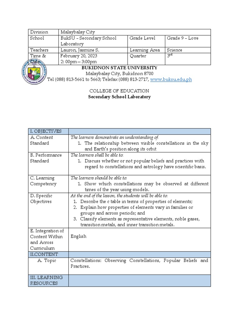 Grade 8 Periodic Table of Elements | PDF | Periodic Table | Chemical ...