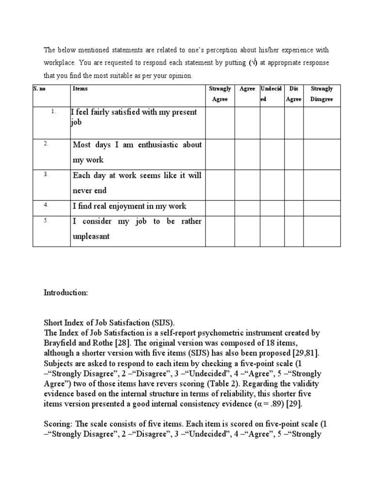 Measuring Job Satisfaction Among Teachers Using the Short Index of Job ...