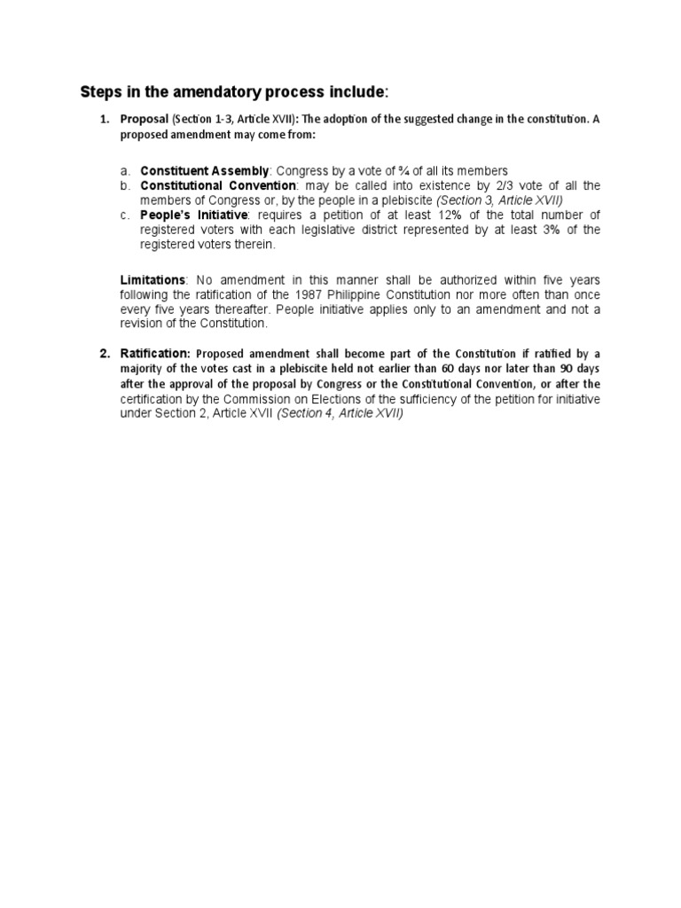 Steps in The Amendatory Process Include | PDF