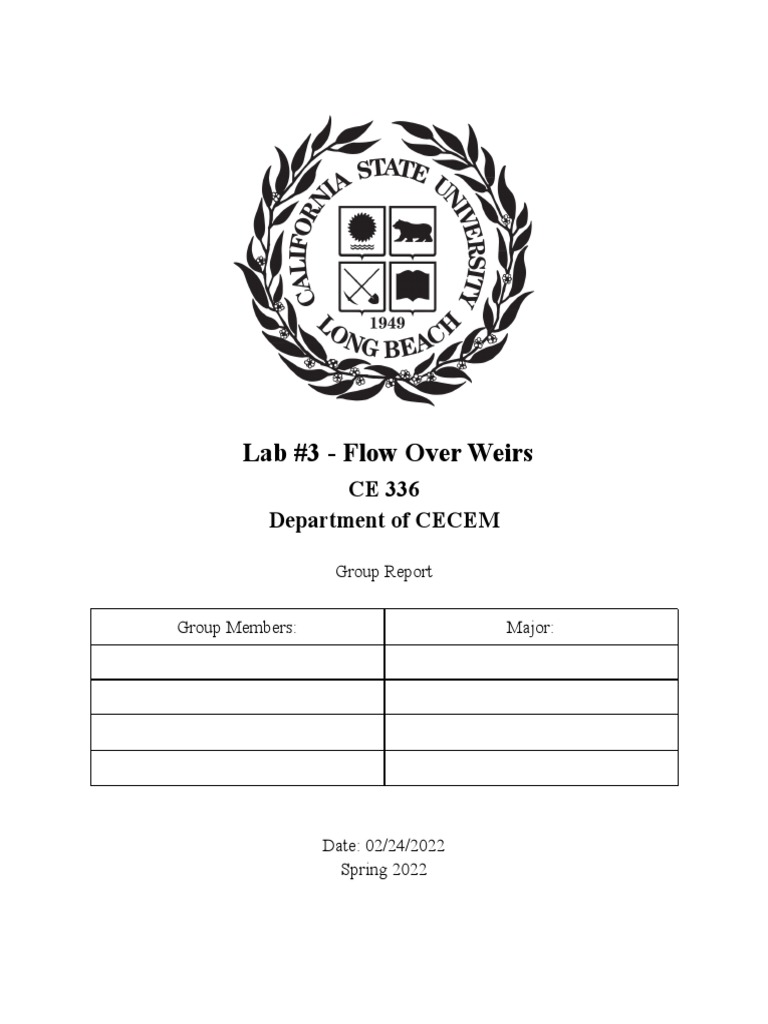 Lab #3 - Flow Over Weirs | PDF | Discharge (Hydrology) | Experiment
