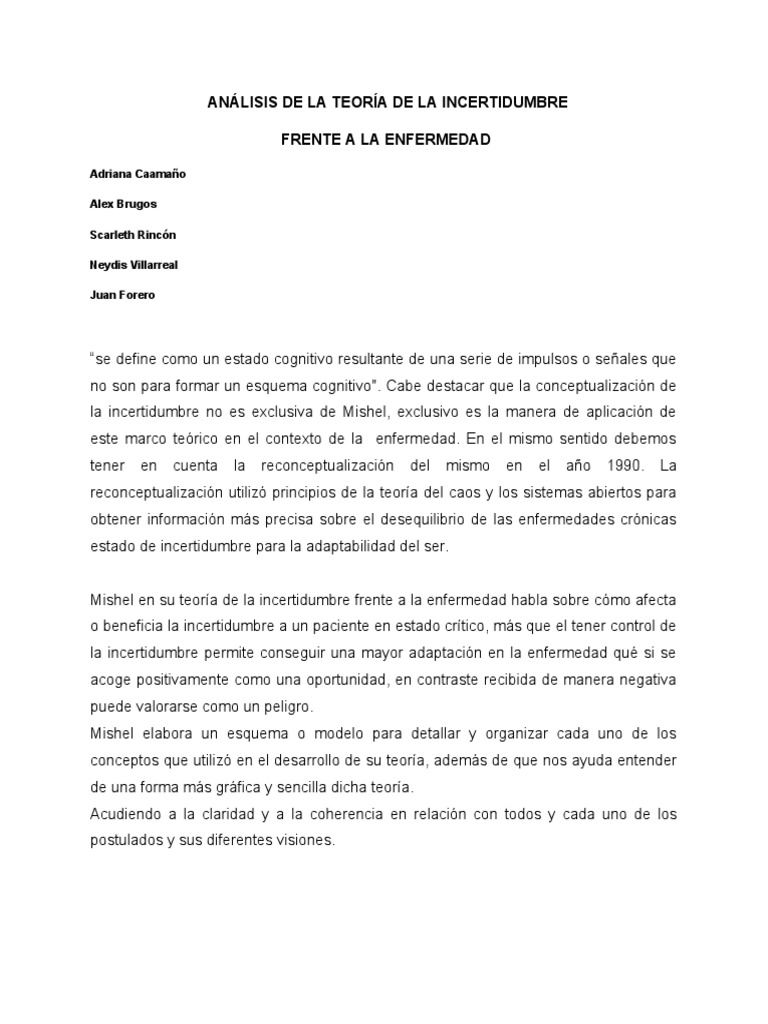 Teoría de la Incertidumbre en Enfermedad | PDF | Estrés (biología) | Cáncer