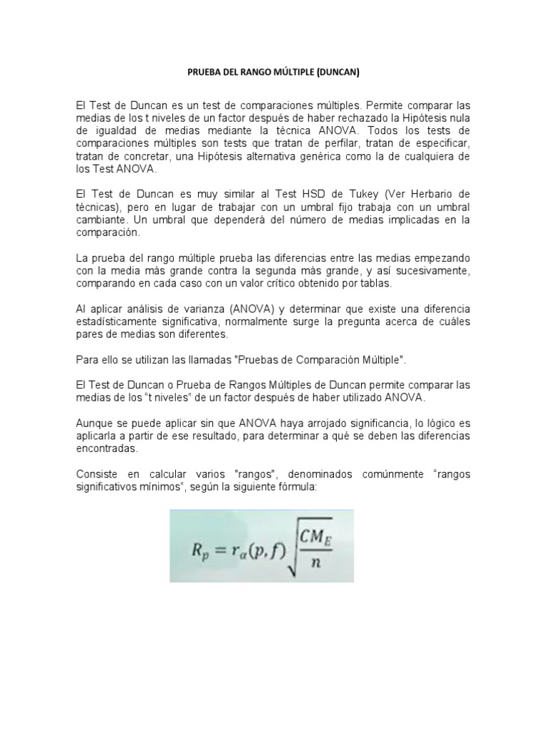 Prueba Duncan Del Rango Múltiple | PDF