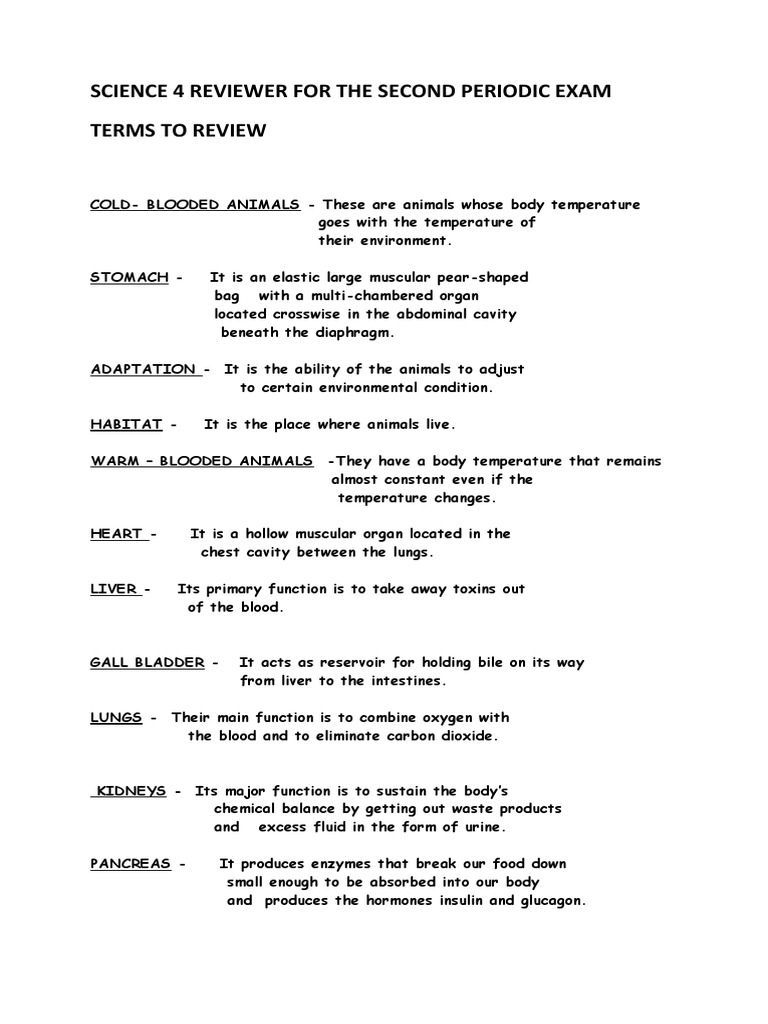 Science 4 Periodic Exam Reviewer | PDF