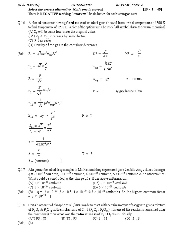 CHEMISTRY-15-10 - 11th (J-Batch) | PDF | Gases | Mole (Unit)