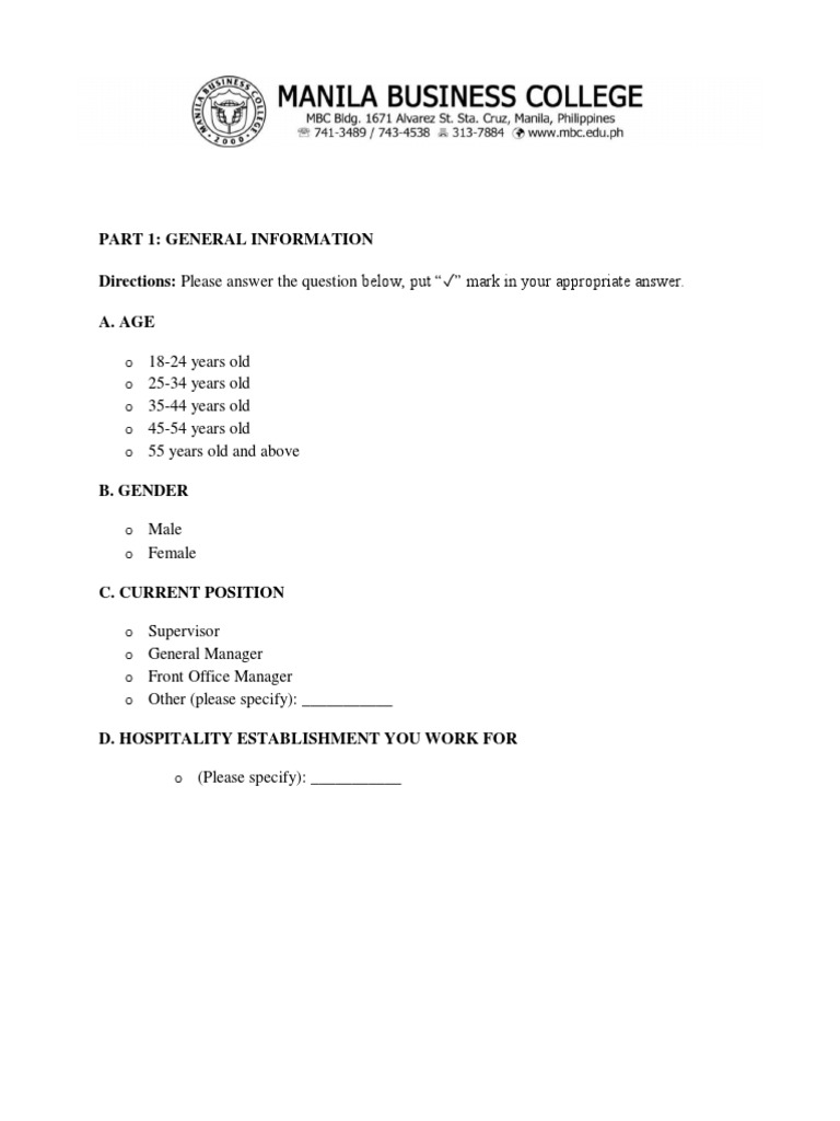 Questionnaire - Disaster Preparedness | PDF | Emergency Management ...