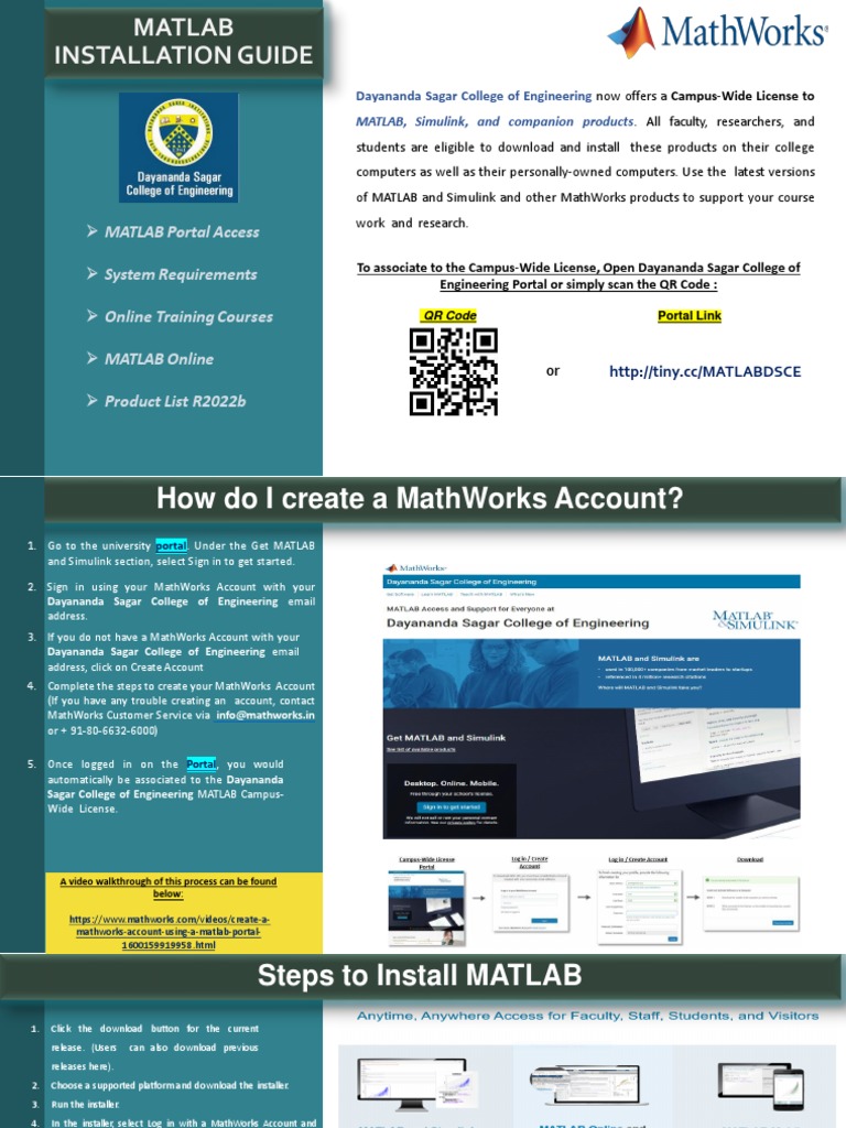MATLAB Installation Guide - Dayananda Sagar College of Engineering | PDF | Educational ...