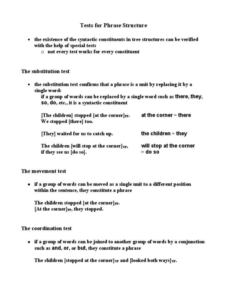 Tests For Phrase Structure PDF