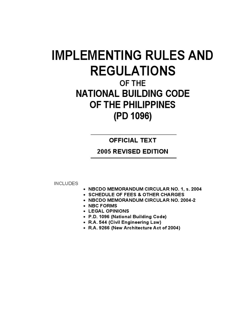 Implementing Rules and Regulations: National Building Code of The Philippines (PD 1096) | PDF ...