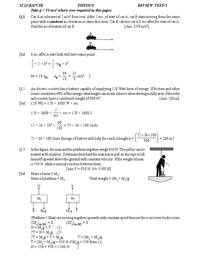 Physics Problem Solutions and Explanations | PDF | Collision | Force