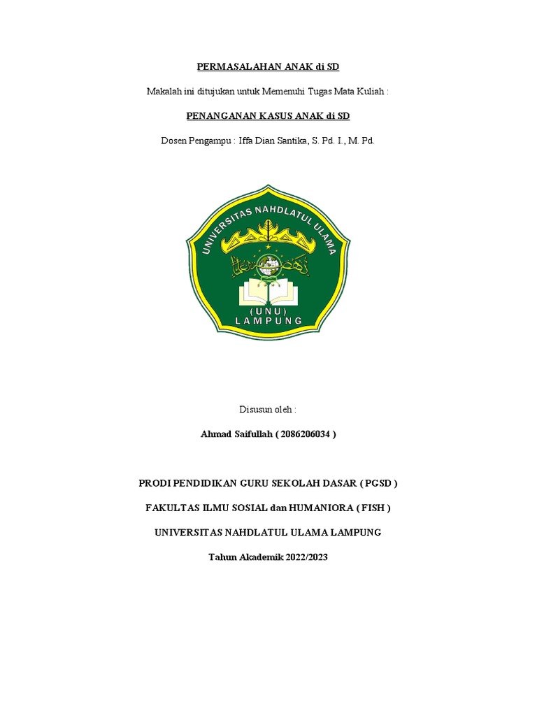 Ahmad Saifullah Penanganan Kasus Ank SD | PDF | Karier & Perkembangan