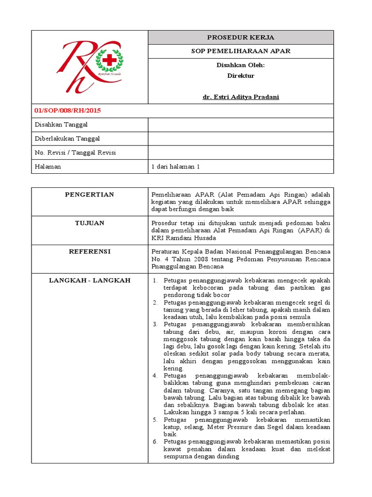 Sop Pemeliharaan Apar | PDF