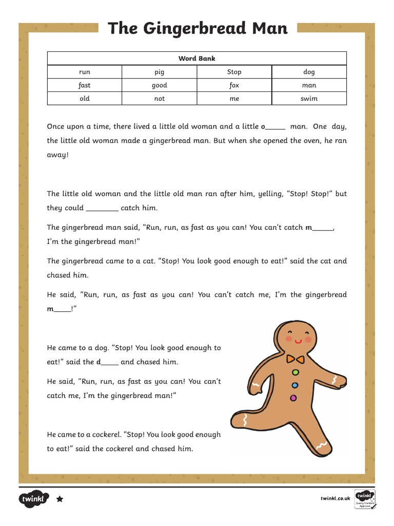 T L 51964 The Gingerbread Man Traditional Tale Cloze Procedure ...