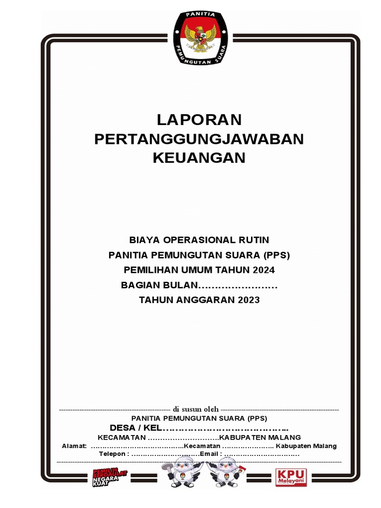 Cover Laporan Pertanggungjawaban (LPJ) PPS Bagi | PDF