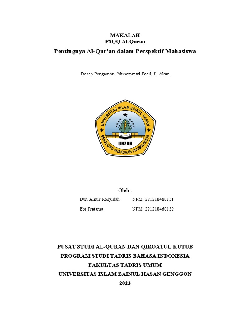 Pentingnya Al-Qur'an Dalam Perspektif Mahasiswa | PDF