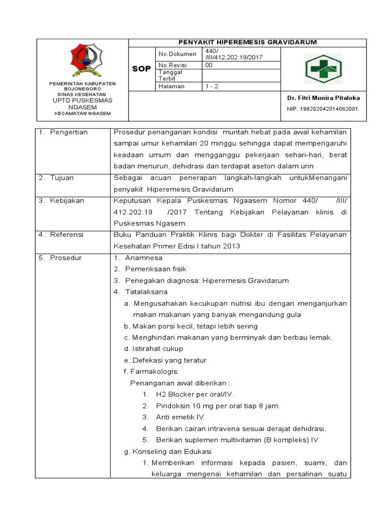 Sop Hiperemesis Gravidarum | PDF
