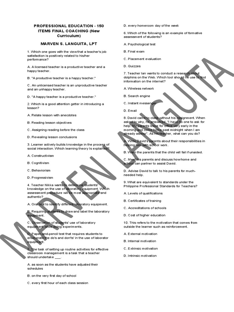 Final Coaching Items for Teachers | PDF | Educational Assessment | Learning