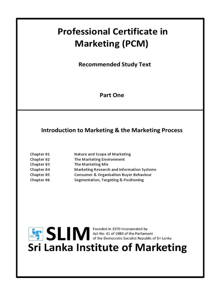 PCM Book - Part I | Download Free PDF | Marketing | Supply Chain