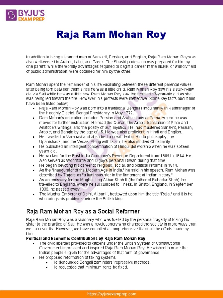 Raja Ram Mohan Roy's Legacy | PDF | Indian Religions | Religious Faiths