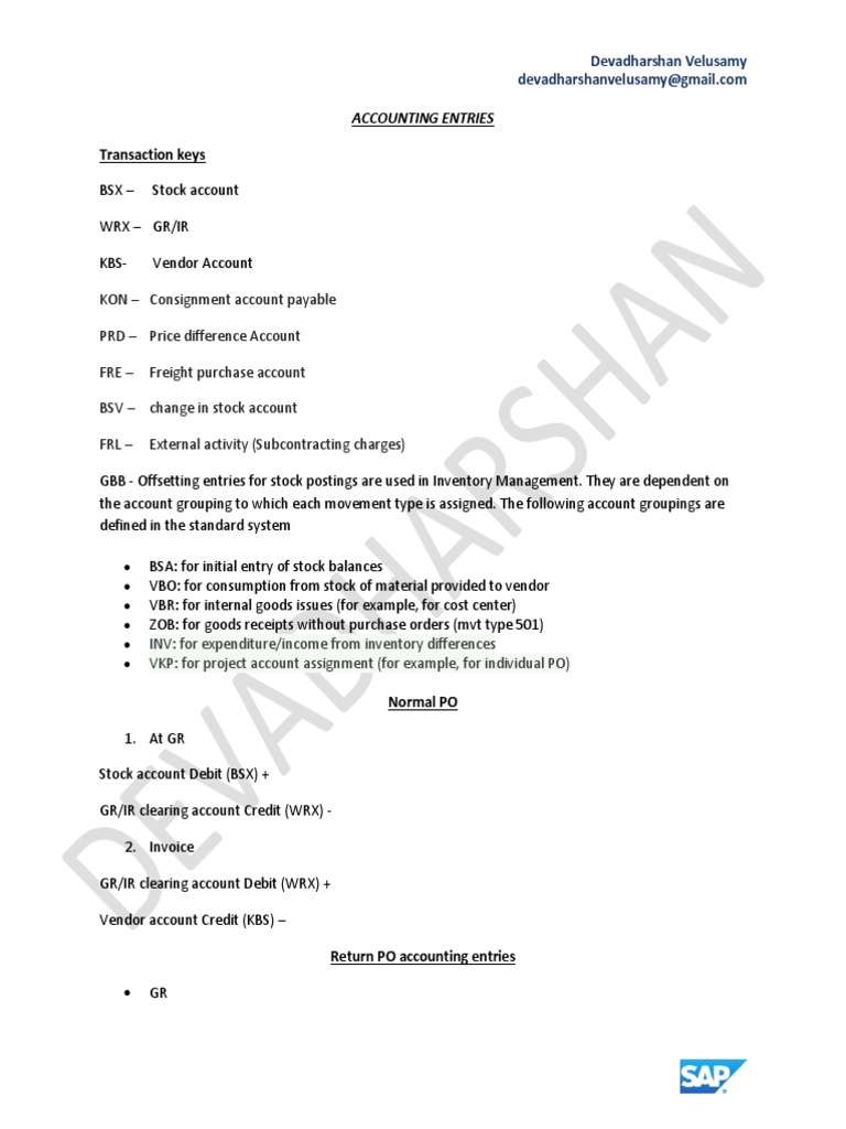 Accounting Entries for Purchase Orders | PDF | Debits And Credits | Invoice